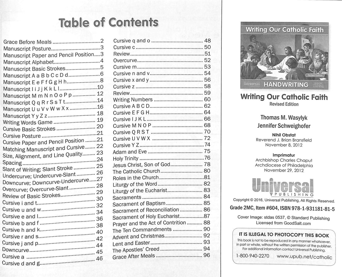 Writing Our Catholic Faith - Grade 2 Introduction to Cursive Writing ...
