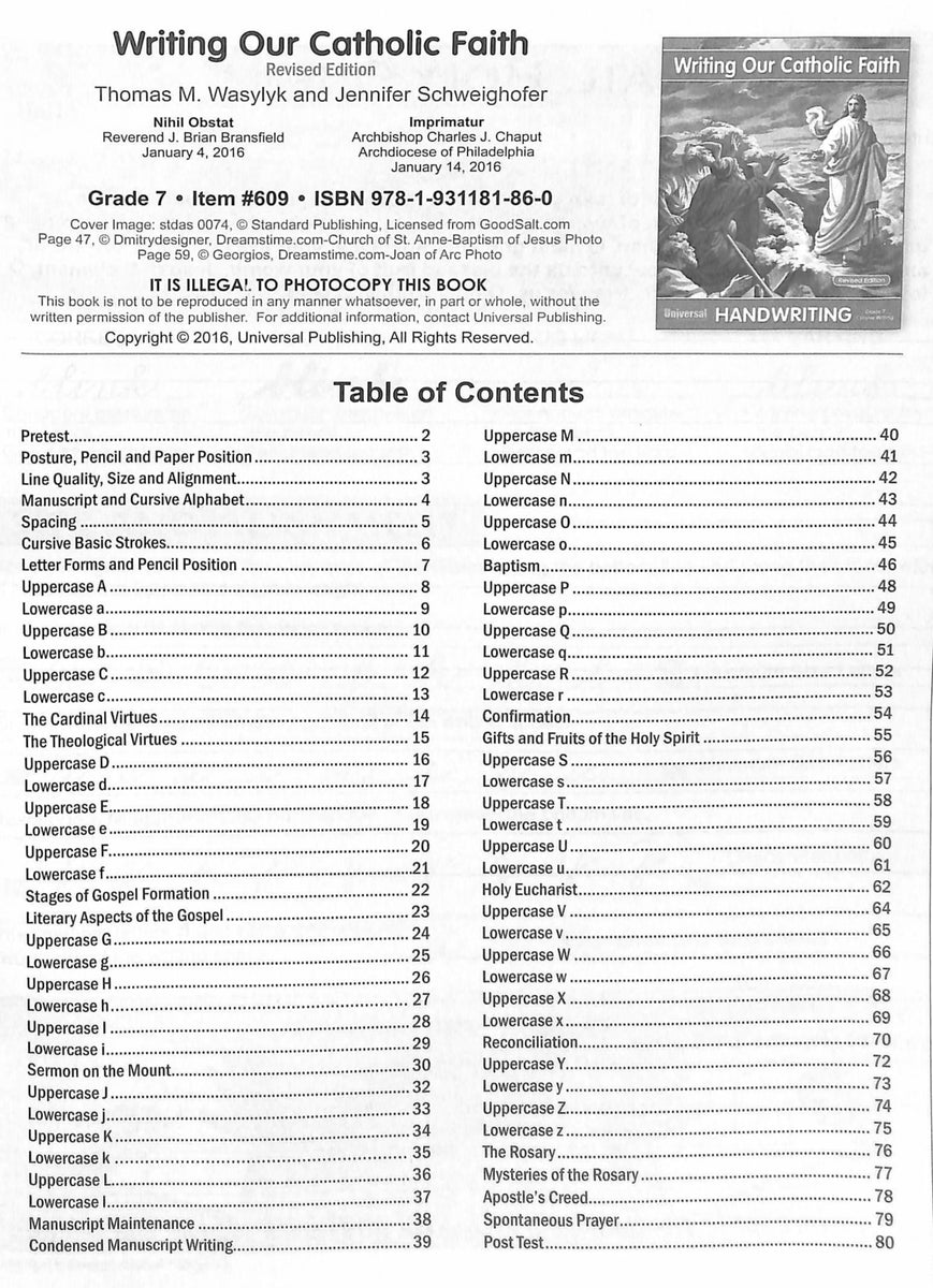 Writing Our Catholic Faith - Grade 7 Cursive Writing – Kolbe Academy ...