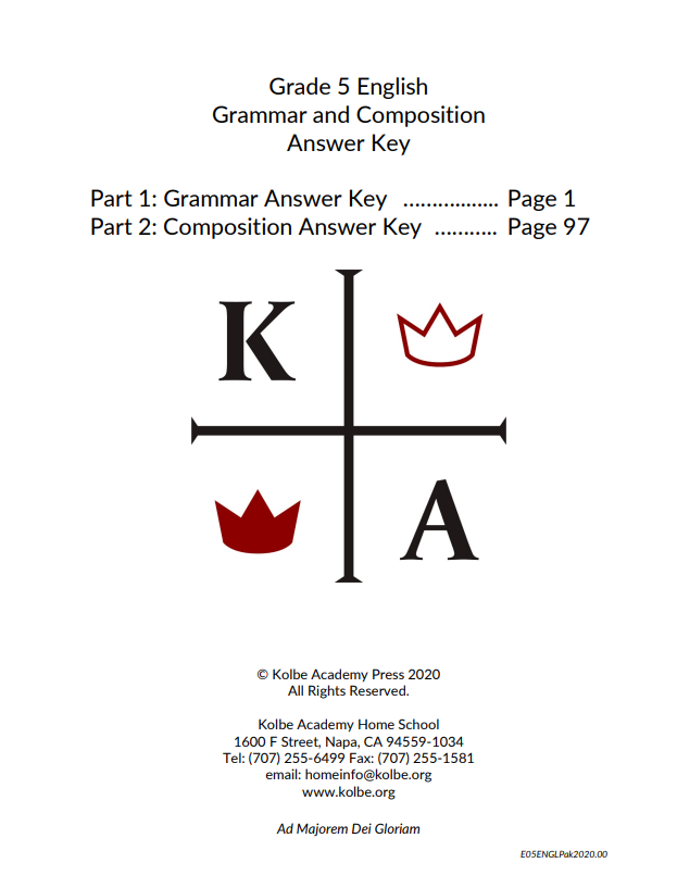 Voyages in English 5 Answer Key – Kolbe Academy Bookstore