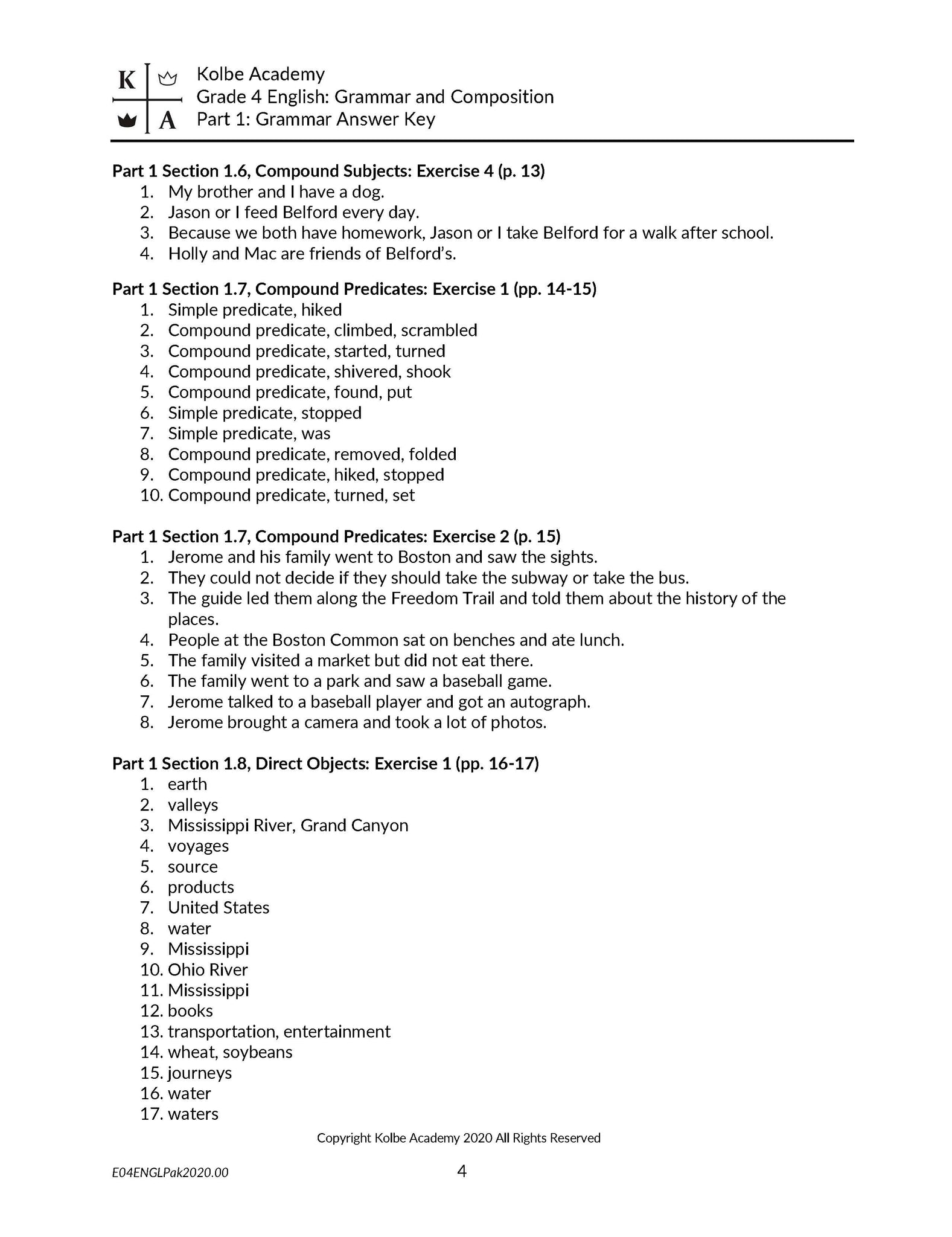 Voyages in English 4 Answer Key – Kolbe Academy Bookstore