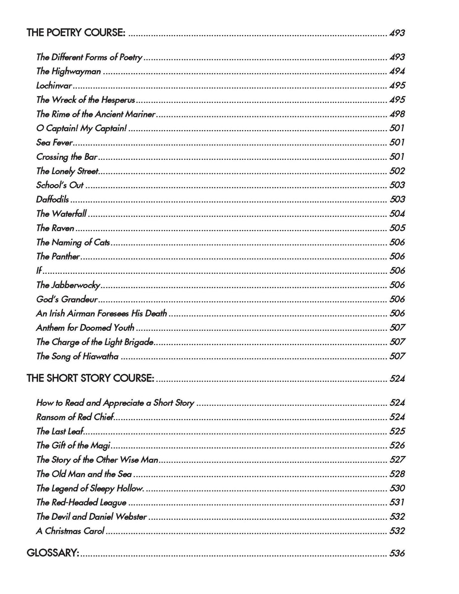 Junior High Literature Workbook Study Guide and Glossary – Kolbe ...